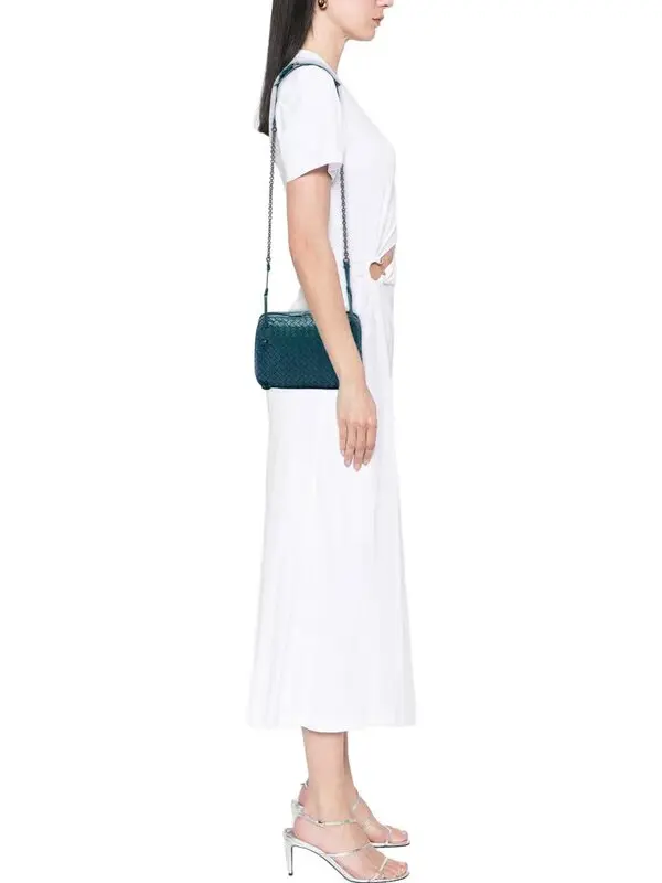 Bottega Veneta Mini Nappa Intrecciato Nodini Double Zip Crossbody Bag - Blue