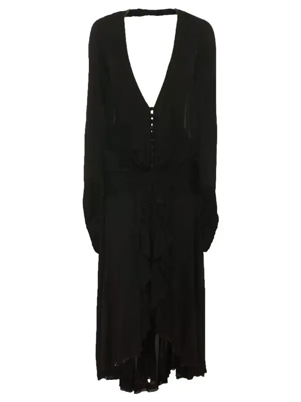 Roberto Cavalli Draped Jersey Midi Dress - Black