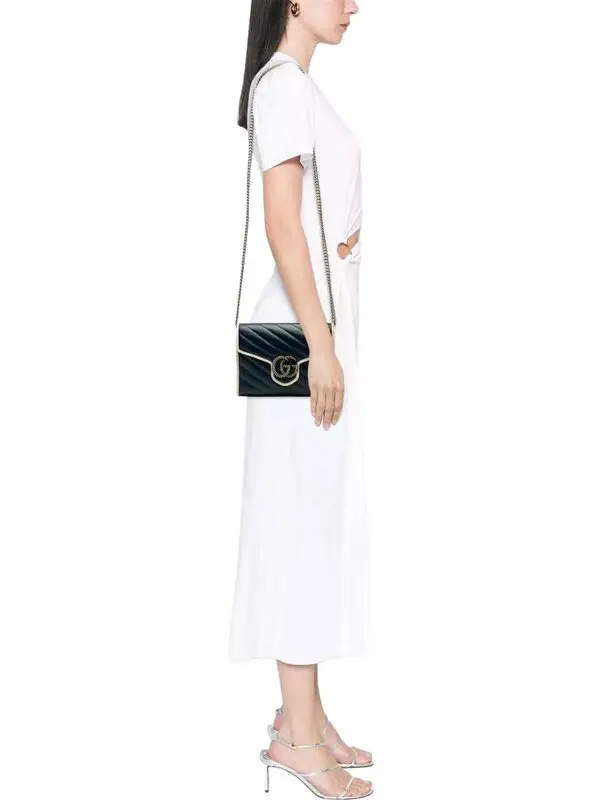 Gucci Matelassé Calfskin Wallet On Chain Crossbody Bag - Blue