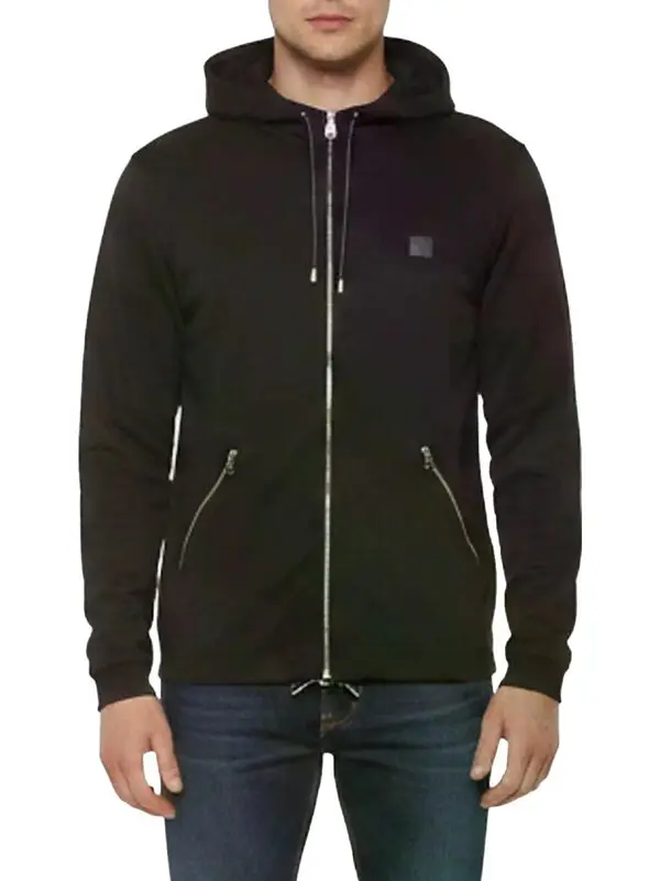 LOUIS VUITTON Logo Patch Zip-up Hoodie - Black