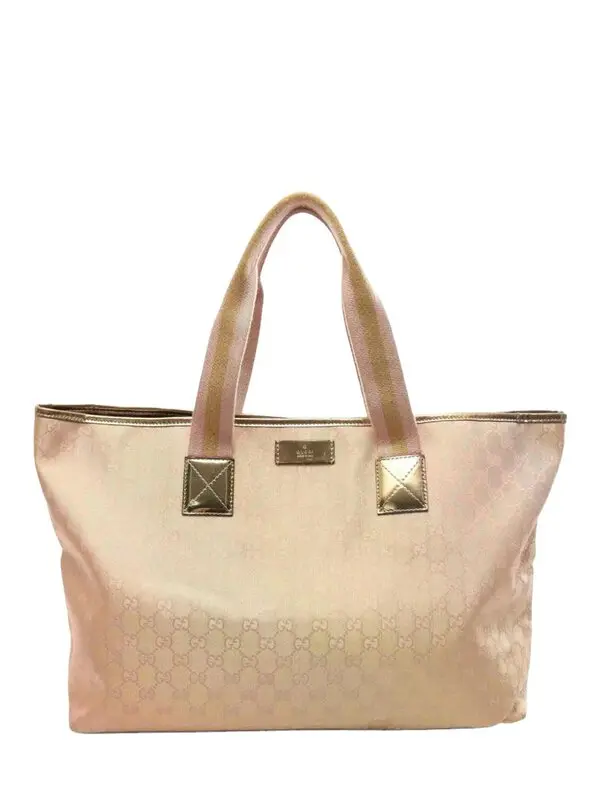 Gucci Gg Canvas Web Tote Bag - Gold