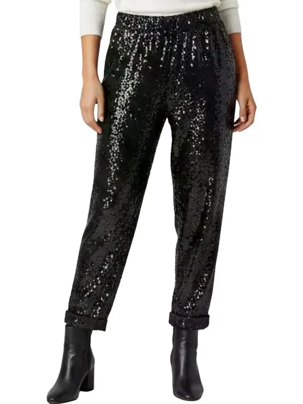 Balmain Sequin Zip-up Trousers - Black