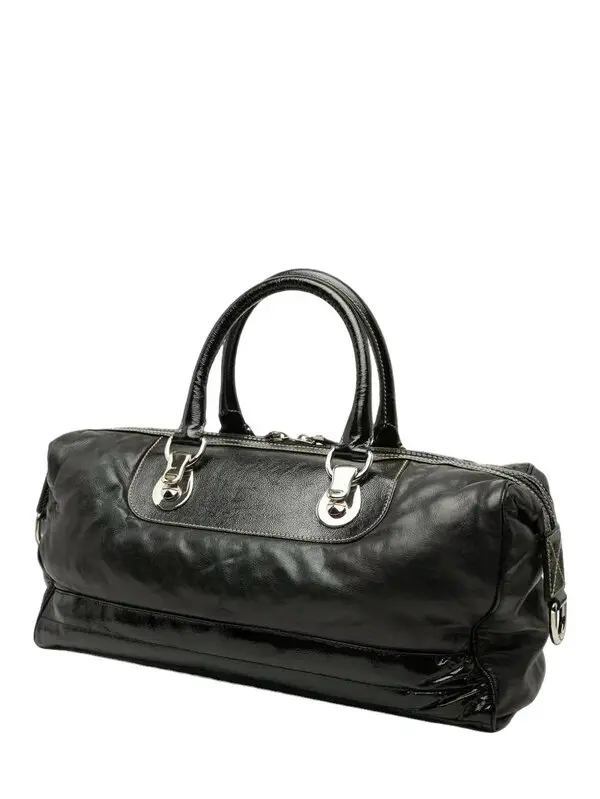 Gucci Medium Calfskin Dialux Snow Glam Boston Bag - Black