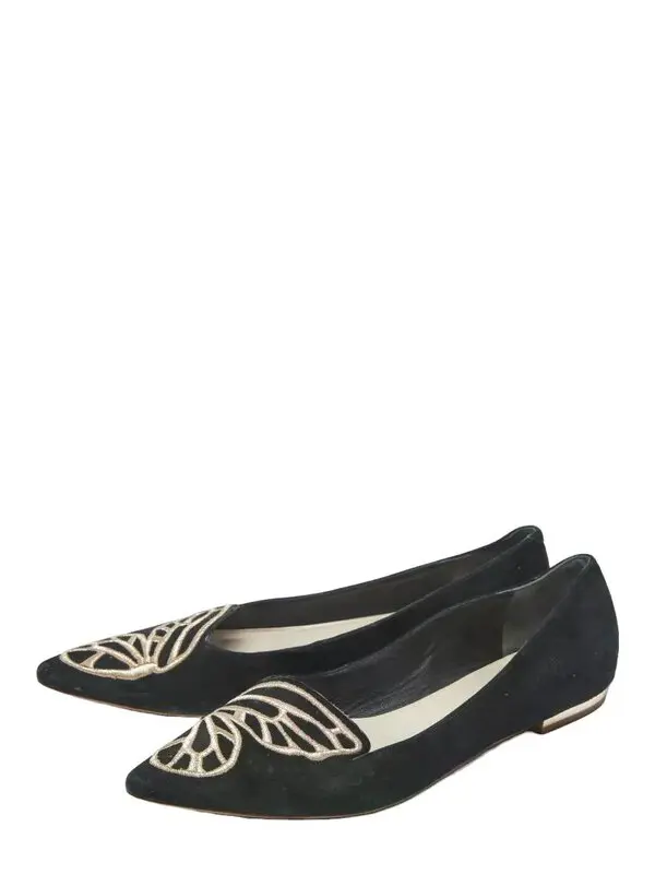 SOPHIA WEBSTER Bibi Butterfly Embroidered Suede Flat Pumps - Black