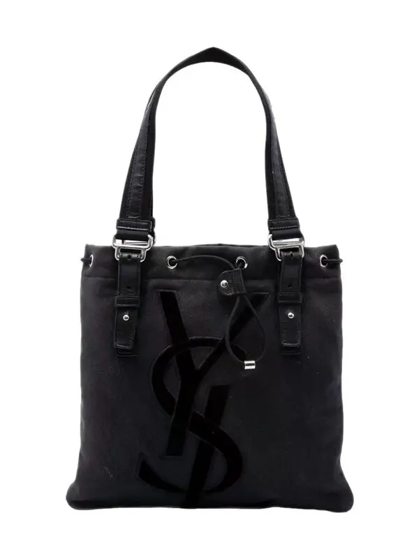 Saint Laurent Small Denim Monogram Kahala Tote Bag - Black