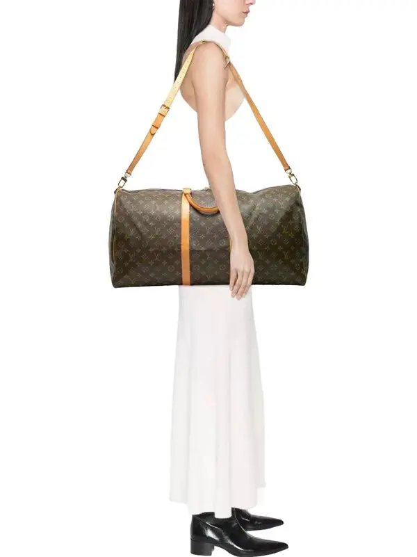 LOUIS VUITTON Monogram Keepall Bandouliere 60 Travel Bag - Brown