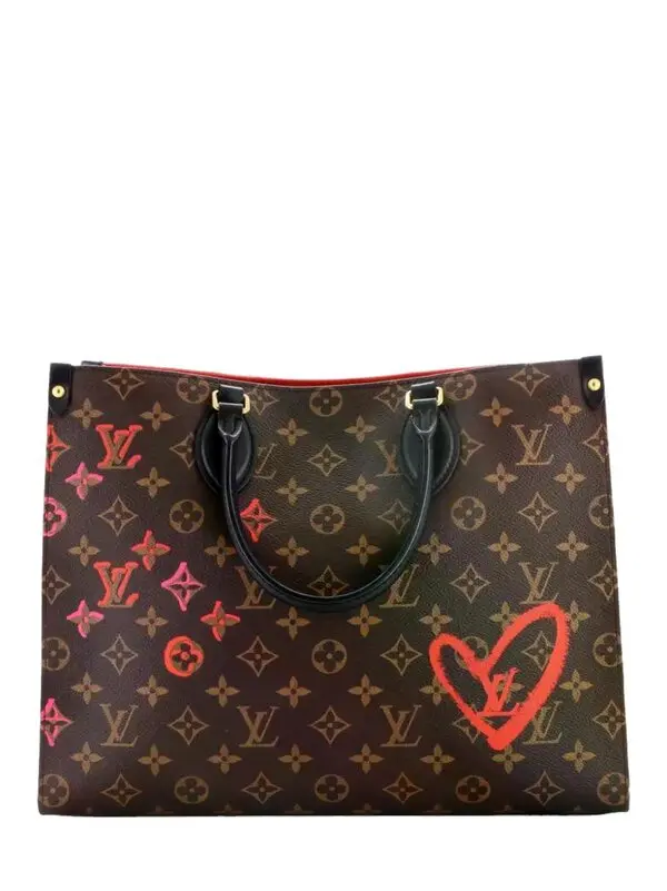 LOUIS VUITTON Monogram Canvas Onthego Mm Shoulder Bag Limited Edition Fall In Love - Brown