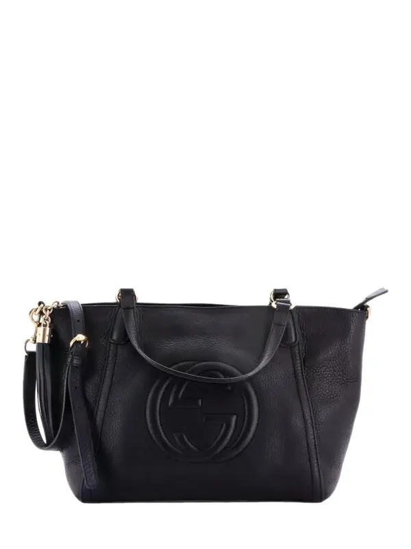 Gucci Soho Convertible Top Handle Bag Leather Small Satchel - Black