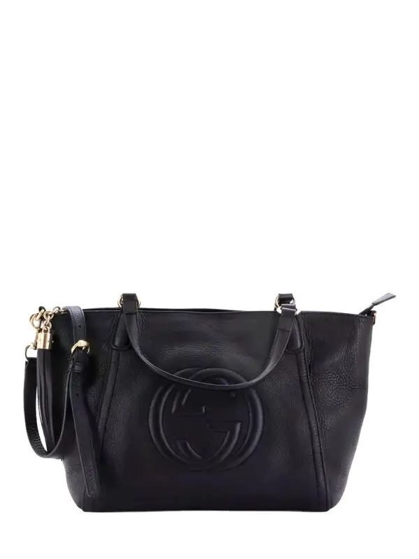 Gucci Soho Convertible Top Handle Bag Leather Small Satchel - Black