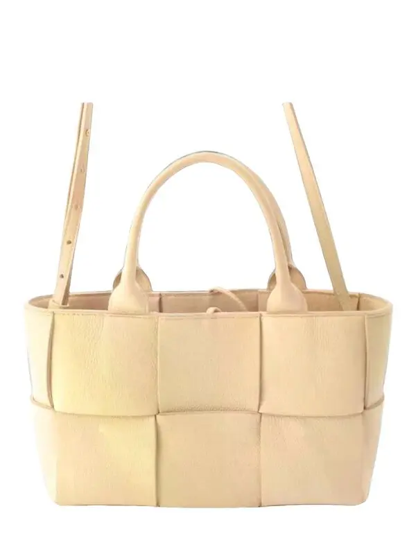 Bottega Veneta Small Lambskin Maxi Intreccio Arco Tote Satchel - Neutrals