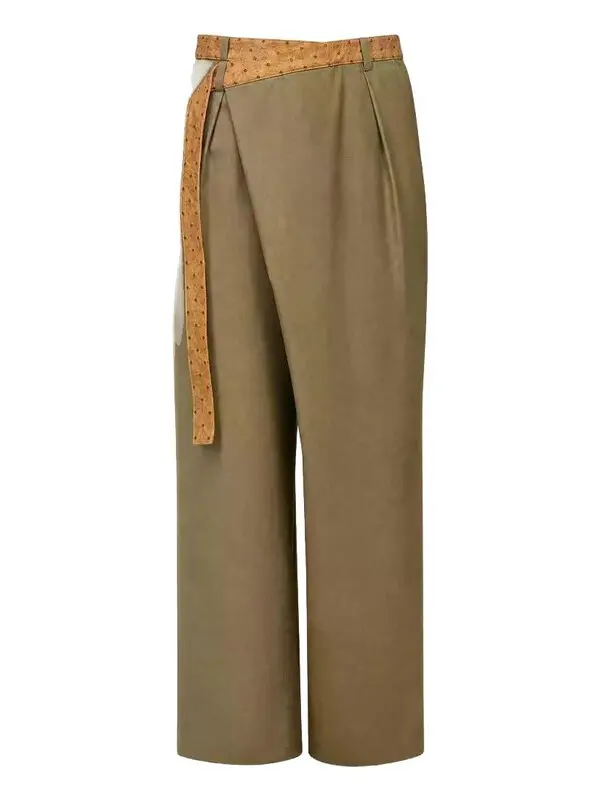 Mcm Belted Wrap-front Trousers - Green
