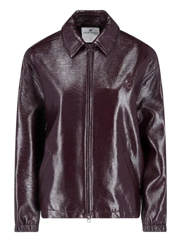 COURREGES Vinyl Bomber Jacket - Red