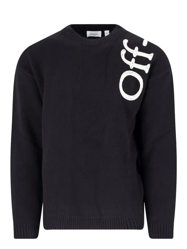 Off-White Bookish" Logo Crew Neck Sweater - Black