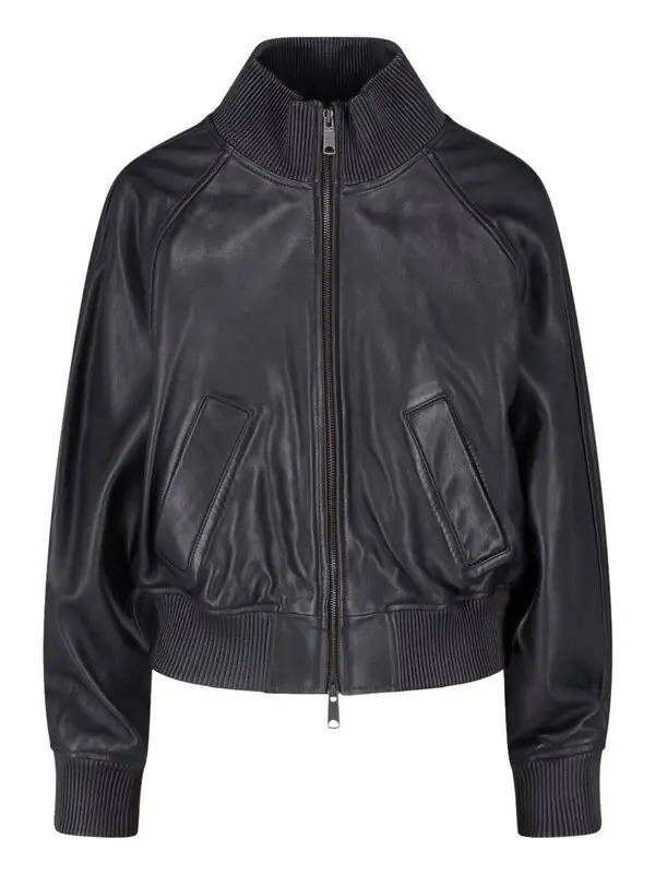 Polo Ralph Lauren Sheep Leather Bomber Jacket - Black