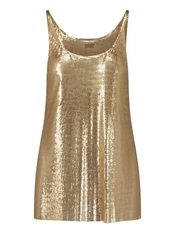 Rabanne Metallic Knit Tank Top - Gold