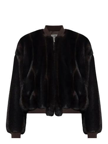MAISON MARGIELA Fur Bomber Jacket - Brown