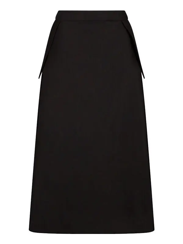 SHIKANZY Ava Linen High Waisted Midi Skirt - Black