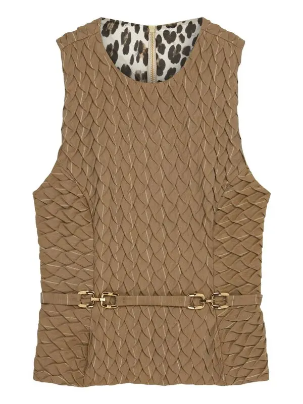 AMANDA THOMPSON COUTURE Marlo Waistcoat In Sand Pinstripe - Brown