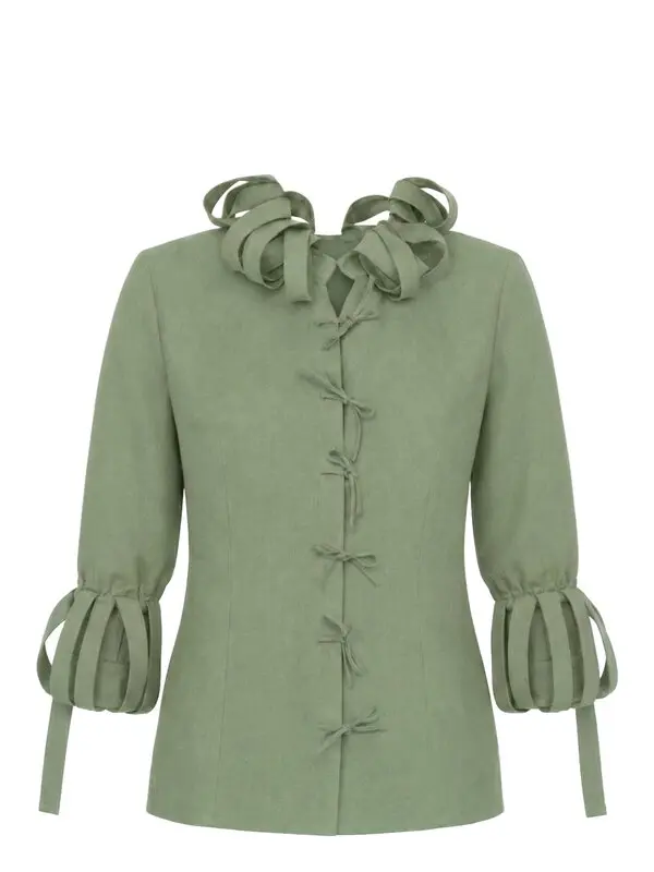 TAARACH & AMPERSAND Cocoon Blouse With Twisted Cords - Green
