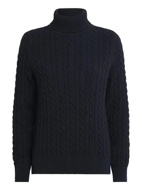 Barbour Ambleside Wool-cotton Rollneck Sweater - Navy