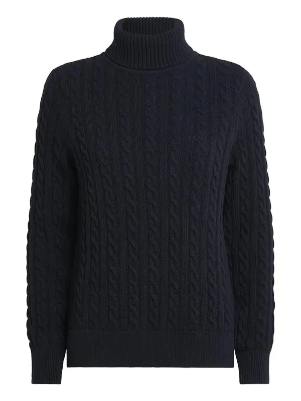Barbour Ambleside Wool-cotton Rollneck Sweater - Navy