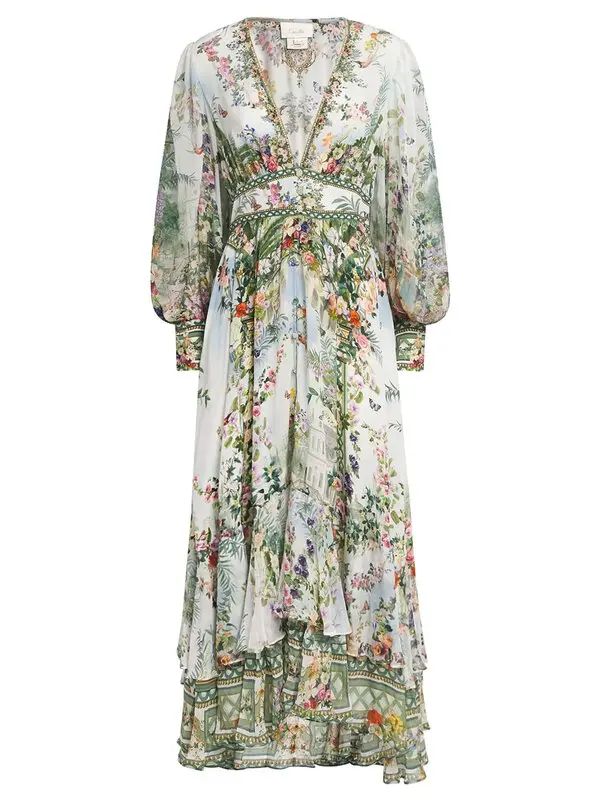Camilla Silk Art For The Empress Midi Dress - Green
