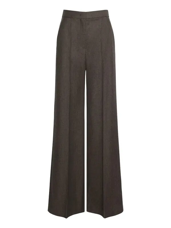 Max Mara Virgin Wool Wide-leg Trousers - Black