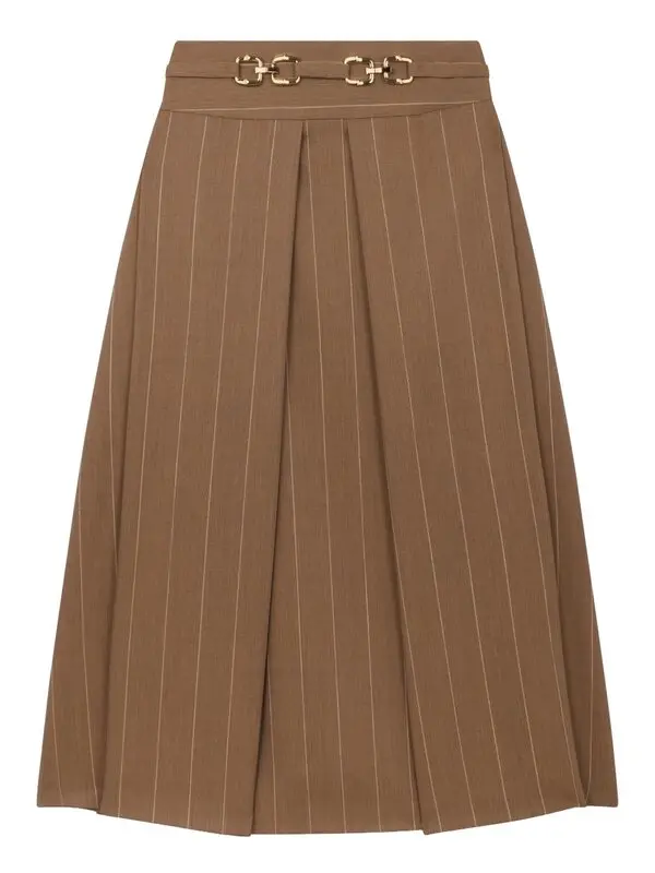 AMANDA THOMPSON COUTURE Marlo Box Pleat Skirt - Brown