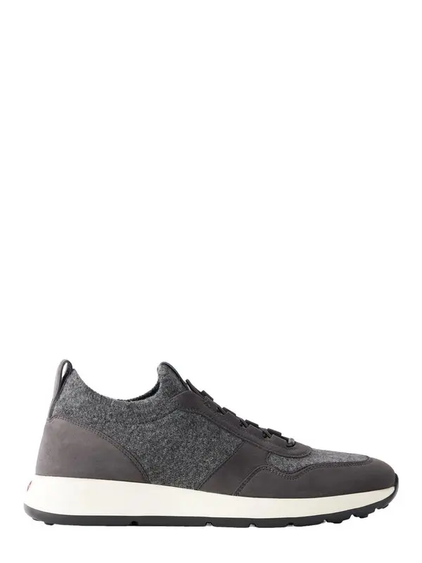 TOD'S Suede-trimmed Wool-knit Sneakers - Gray