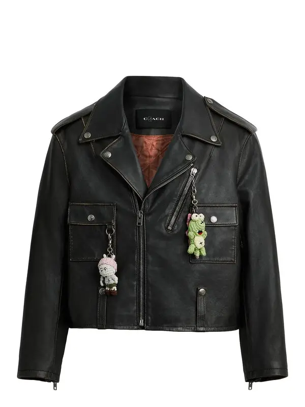 COACH X Brain Dead Leather Biker Jacket - Black