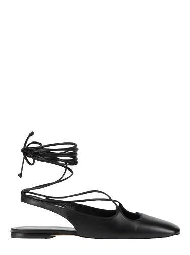A.BOCCA Leather Ballet Flats With Lace-up Detail - Black