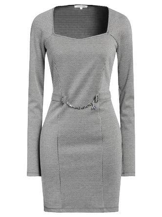 Patrizia Pepe Bodycon Mini Dress With Houndstooth Pattern And Sweetheart Neckline - Black