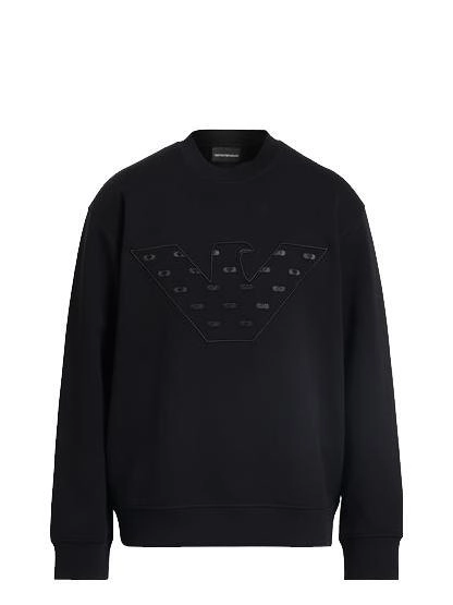 Emporio Armani Cotton Blend Long Sleeve Sweatshirt - Black