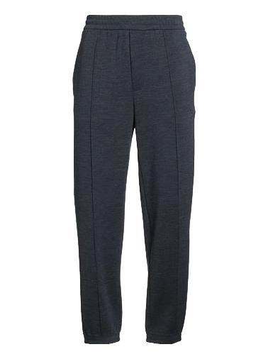 Emporio Armani Virgin Wool, Cotton, And Polyester Tapered Leg Trousers - Blue