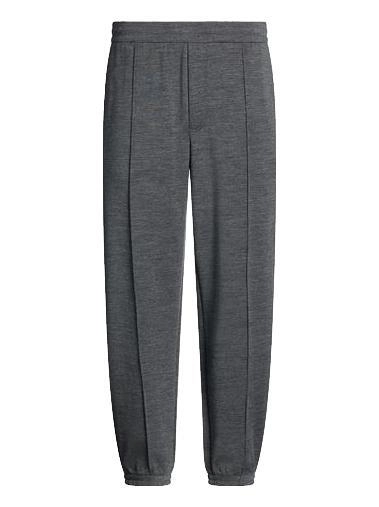 Emporio Armani Virgin Wool, Cotton, And Polyester Tapered Leg Trousers - Grey