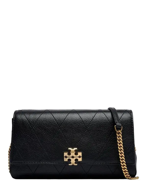 Tory Burch Charlie Quilted Chain Wallet Leather - Black