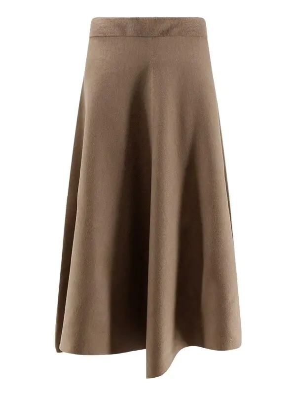 NUDE Knitted Long Flared Skirt - Brown