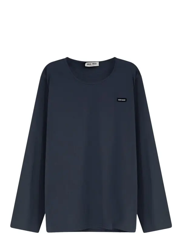 Miu Miu Stretch Poplin Long Sleeve Top - Grey
