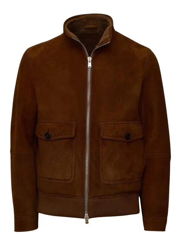 DONDUP Stand-collar Shearling Jacket - Brown
