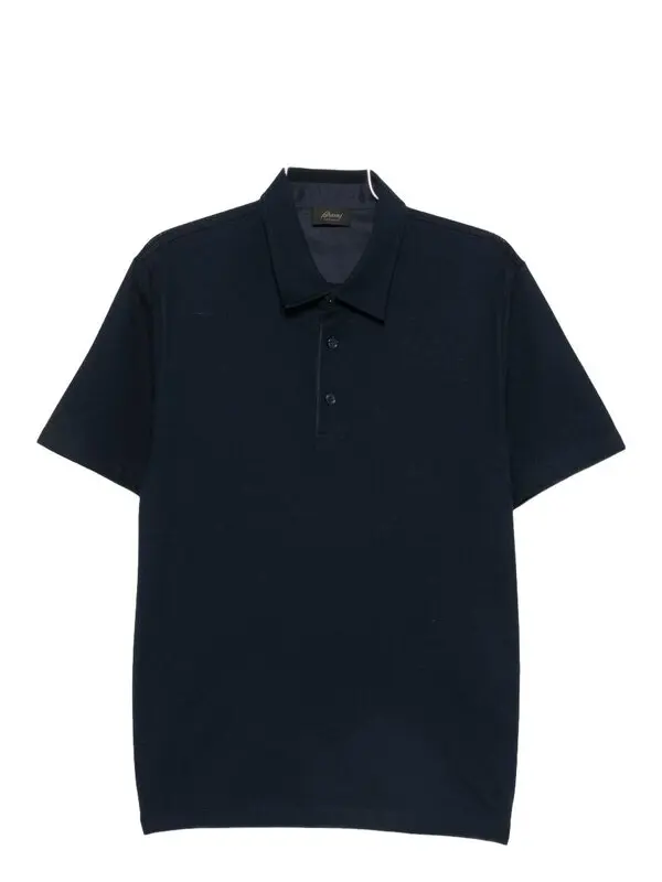 Brioni Piquet Cotton Polo Shirt - Blue
