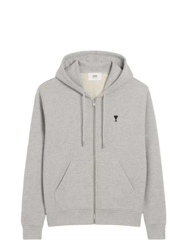 AMI Paris De Coeur Cotton Hoodie - Grey