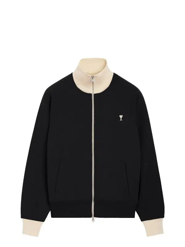 AMI Paris De Coeur Zipped Sweatshirt - Black