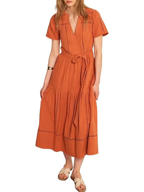 Mint Velvet Cotton Cheesecloth Maxi Dress - Orange