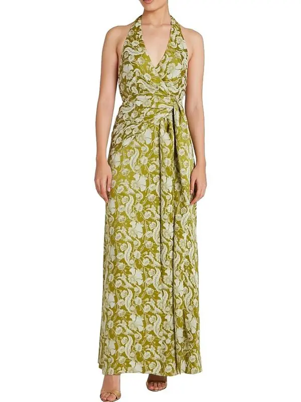 TEMPERLEY LONDON Celine Halter Dress - Chartreuse