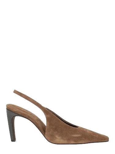 Brunello Cucinelli Suede Slingback Pumps - Brown
