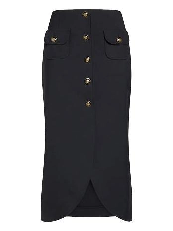 Sandro Midi Pencil Skirt With Button Embellishment - Black