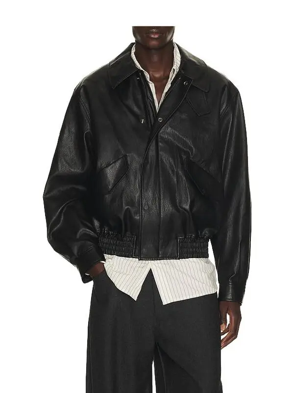 LE17SEPTEMBRE Faux Leather Zip Blouson - Black