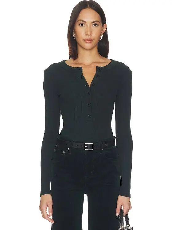 Citizens Of Humanity Varra Henley In Dark Green - Juniper