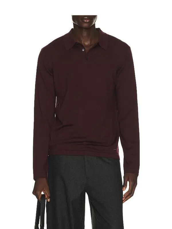 Simkhai Reynolds Long Sleeve Polo In Red - Fig