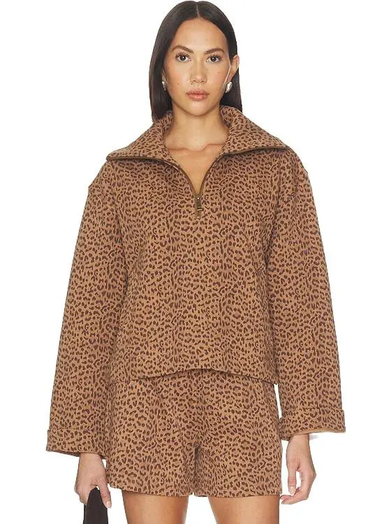 The Upside Javan Jones Quarter Zip Sweater - Leopard